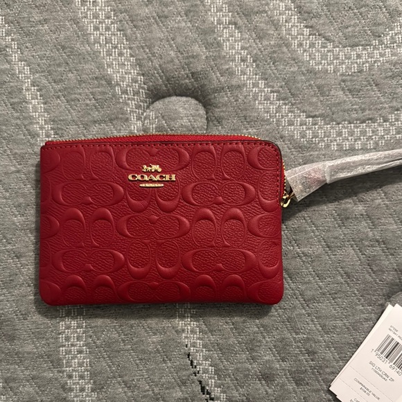 Coach | Bags | Coach Red Leather Clutch With Embossed Pattern | Poshmark